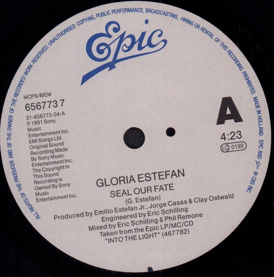 Gloria Estefan Seal Our Fate 7" vinyl UK Issue Pressed In Netherland ...
