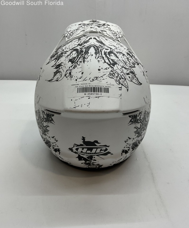 HJC Mens Black And White Printed Adjustable Strap Cushioned Motorcycle ...