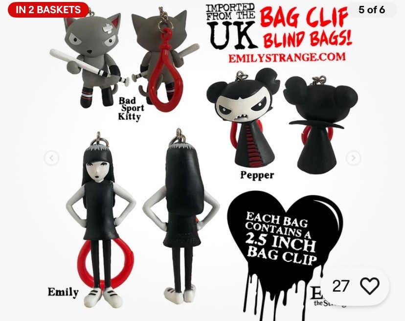 Emily The Strange Unexpected Blind Bag Clip (Goth, Emo, Gift) | eBay