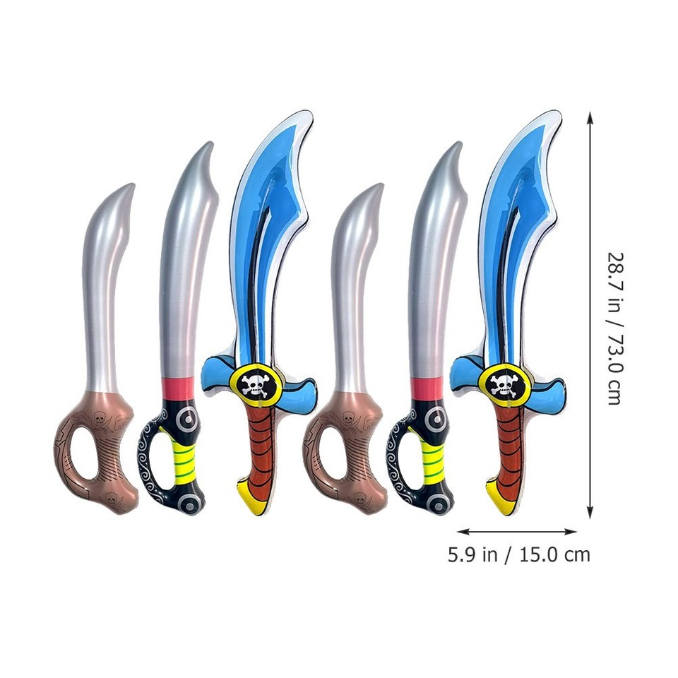 6 Pcs Funny Pirate Swords Toy Pvc Inflatable Props Playthings Cartoon ...