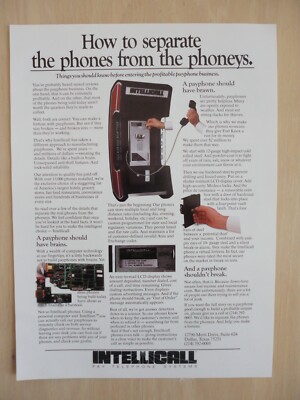Intellicall Pay Telephone Flyer Magazine Pull Out Advertisement | eBay