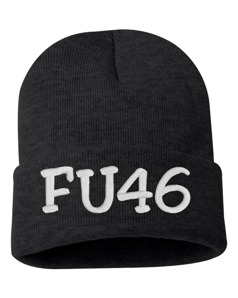 FU46 Embroidered Cuffed Beanie Hat, Embroidered Gift, Winter Hat | eBay