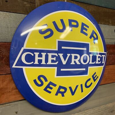 Chevrolet Super Service 15.5" Licensed Domed Metal Sign - Bar, Man Cave ...