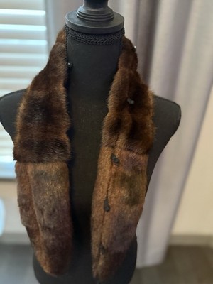 VTG Dark Brown Mink Stole Fur Collar Fur Scarf Fur Wrap Shawl Neck ...