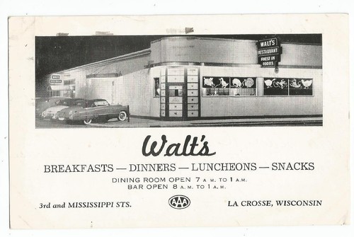 La Crosse, WI Wisconsin old Postcard, Walt's Restaurant | eBay