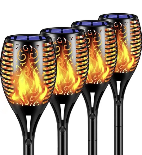 Solar Torches Lights 99 LED Flickering Flame Waterproof Patio Lighting ...
