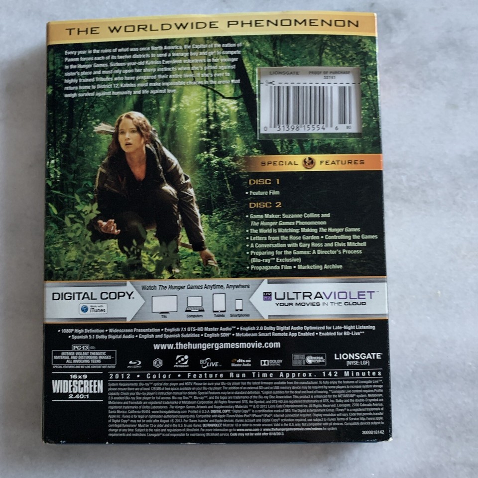 The Hunger Games / Catching Fire Blu-Ray Lot Jennifer Lawrence, Liam ...