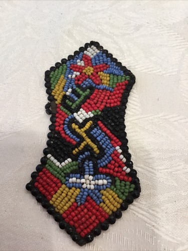 Vintage colorful Native American Beaded Leather Patch 44DX | eBay