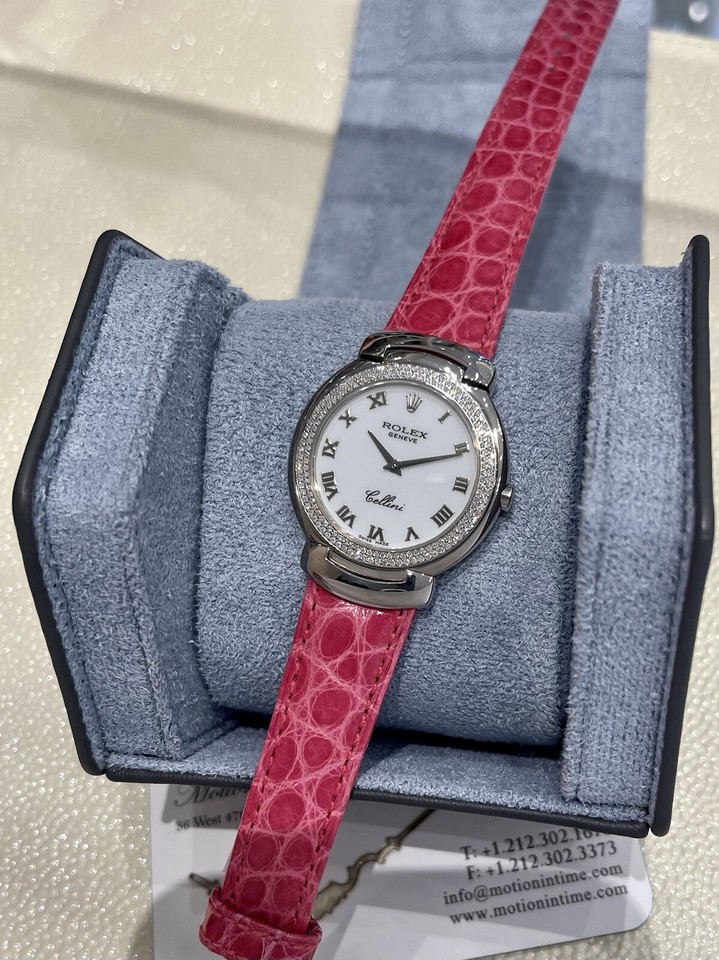 Rolex Cellini Cellissima Diamond 18kt WG Medium w/ White Lacquered ...