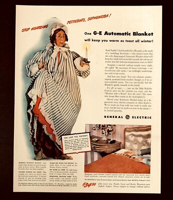1942 General Electric Advertisement Automatic Blanket Last B4 Victory ...