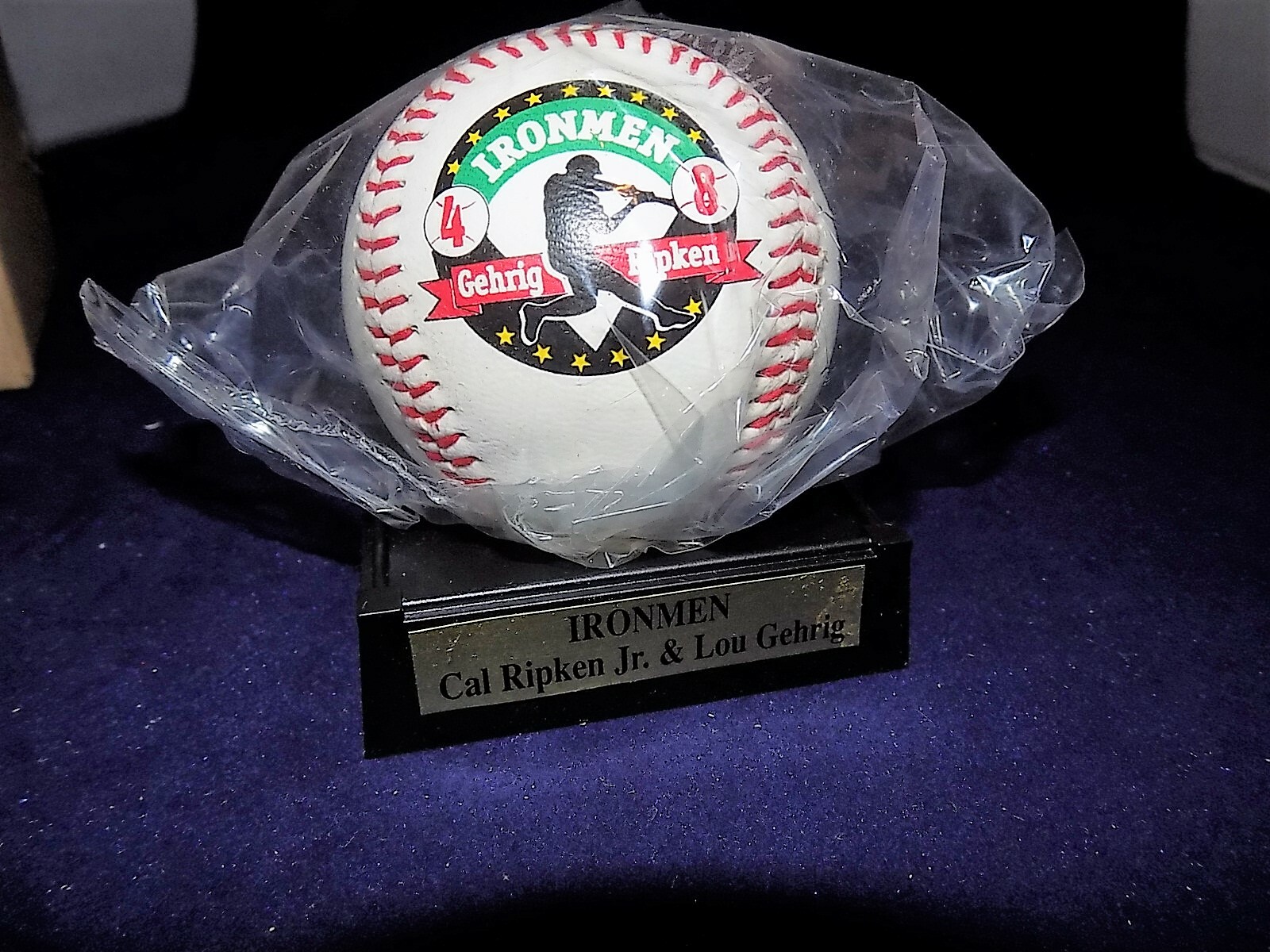 CAL RIPKEN JR./LOU GEHRIG COMMEMORATIVE BASEBALL w/ display stand, CoA ...