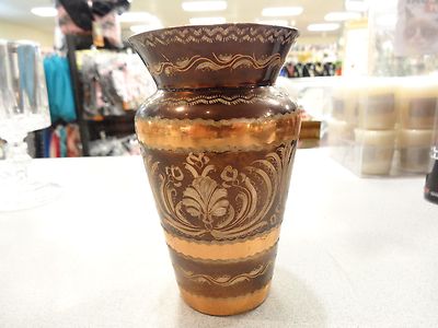 Vintage GORGEOUS "GULISTAN" Floral HAND ETCHED COPPER VASE Turkey ...