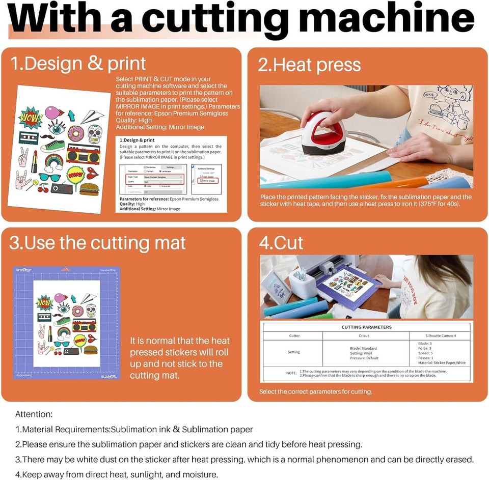 Sublimation Vinyl Sticker Paper 20x Matte White Waterproof Sublimation ...