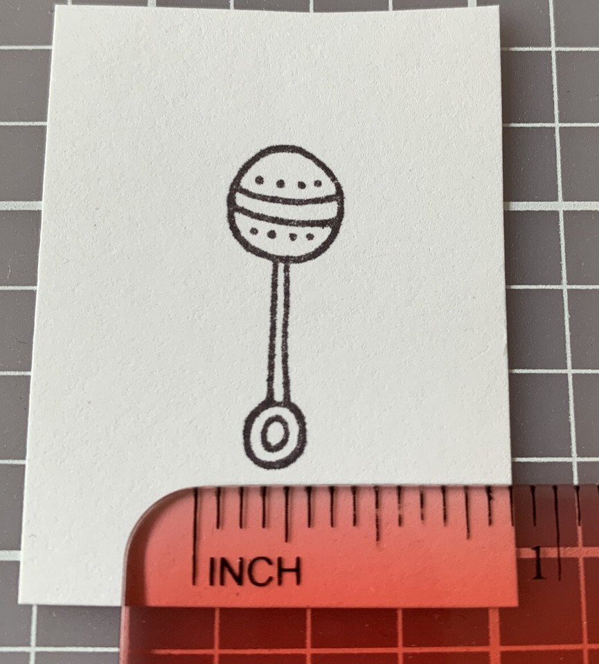 Paper Source Sketch Rattle Small Rubber Stamp Welcome New Baby Shower ...