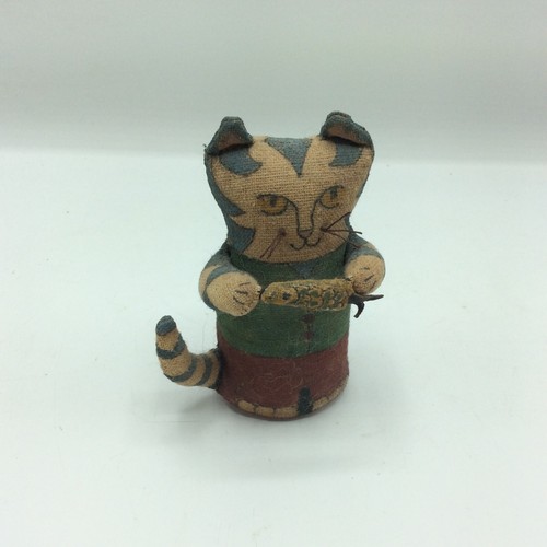 Primitive Vintage Handmade Folk Art Cat Stitched Painted Sealed D ...