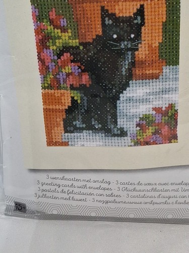 Vervaco Counted Cross stitch Kit Greeting Cards "Cats between Flowers ...
