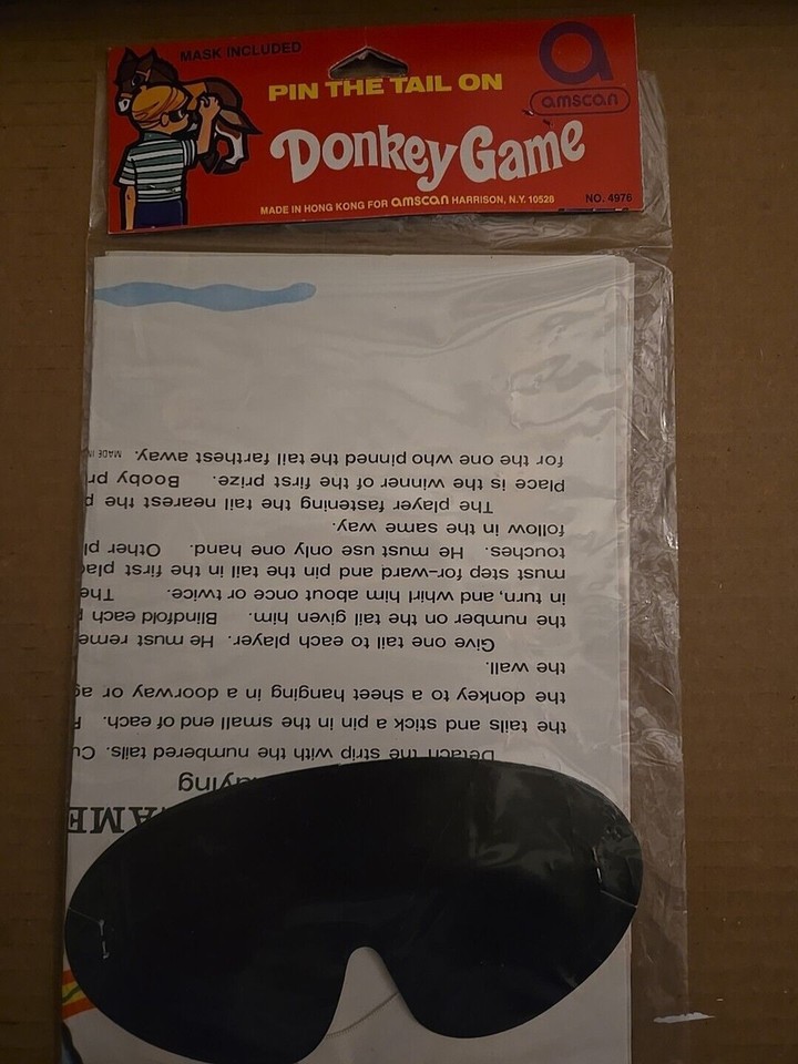 Vintage Pin the Tail on the Donkey Party Game Amscan Made in Hong Kong ...