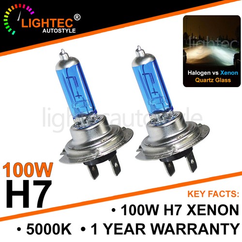 H7 100W HID WHITE XENON HALOGEN HEADLAMP BULBS 12V PLASMA UPGRADE 5000K ...