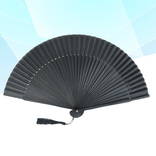 Men Black Foldable Fan Black Bamboo Bone Gentleman Elegant Handheld ...