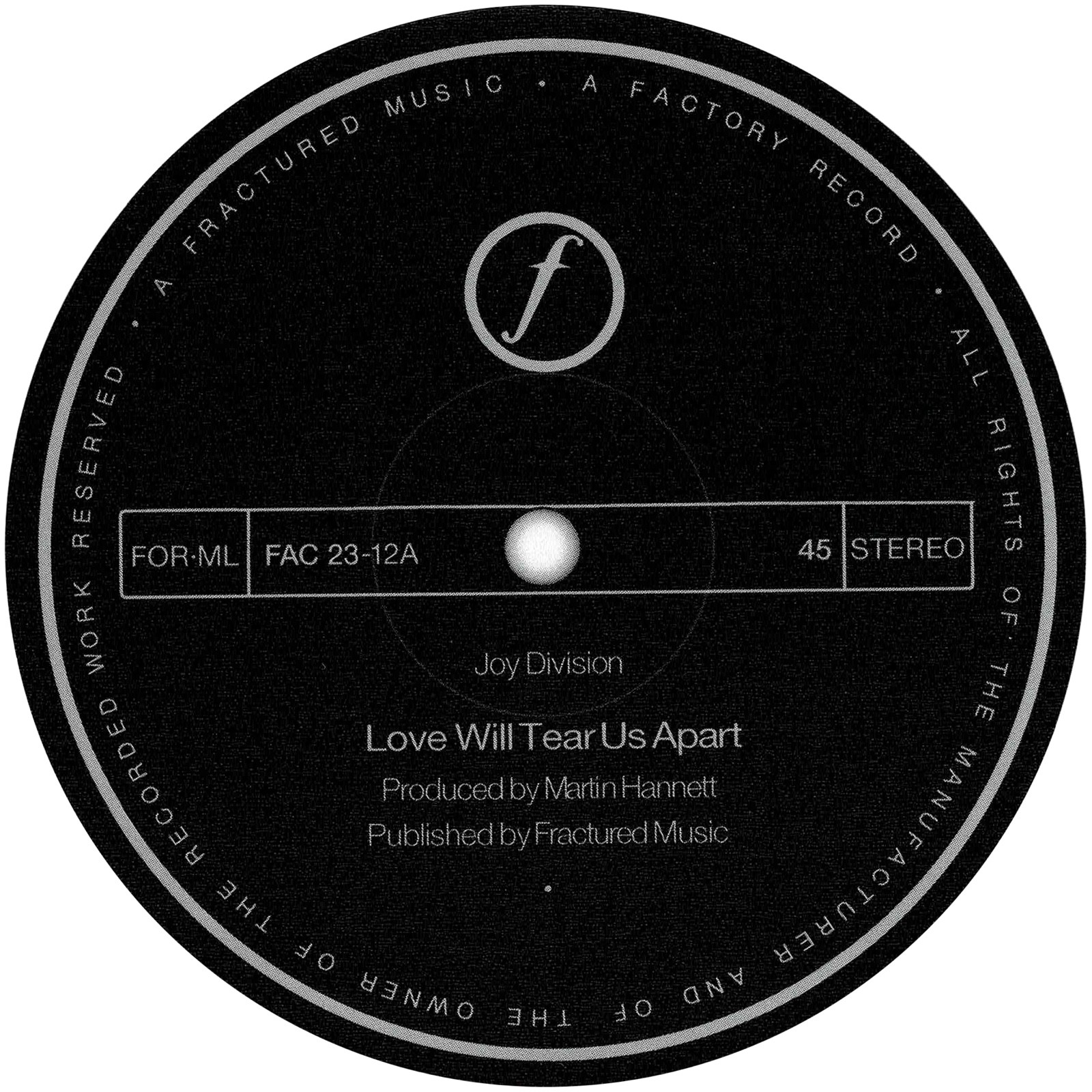 Joy Division. Repro record label sticker. Love Will Tear Us Apart ...