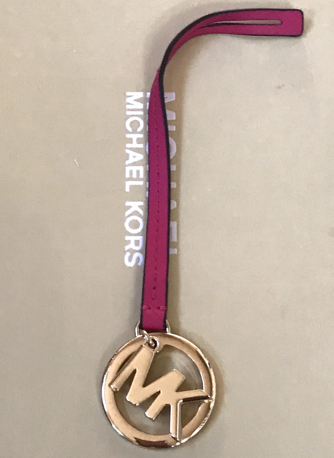 Michael Kors MK Logo Gold Charm / Ultra Pink Saffiano Leather Handbag ...