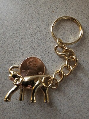Lucky Elephant Lottery Scratcher Goldtone Keychain w/ Real 2012 Lincoln ...