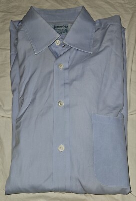 Hilditch & Key Shirt Mens 16x41cm Button Up Light Blue Finest Two Fold ...
