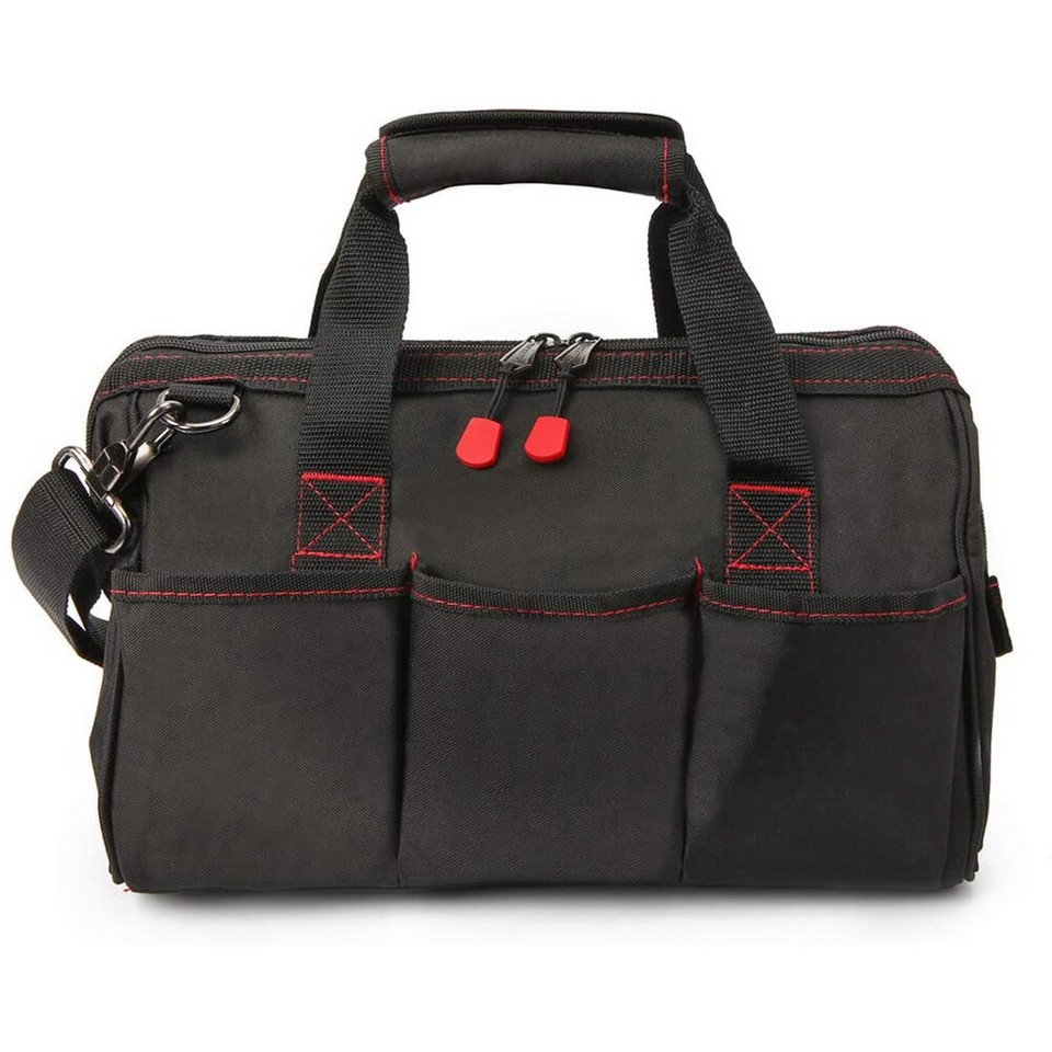 WORKPRO 16"/14"/12" Wide Mouth Tool Bag Black Tool Storage Tote with ...