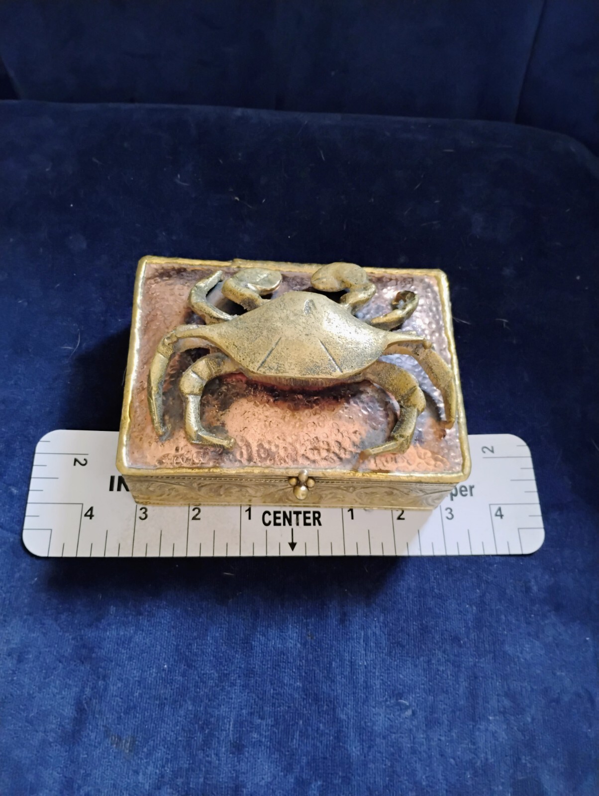 Vintage Mid Century Brass Crab / Copper Hinged Trinket Box Unique ...