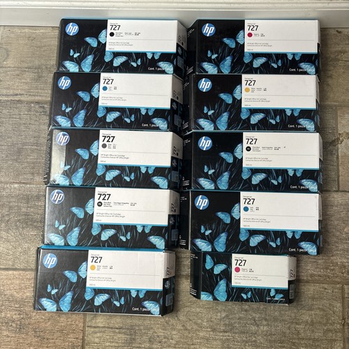 (10) New HP 727 300ml Color Designjet Ink Cartridge Set Exp 2025-2026 ...