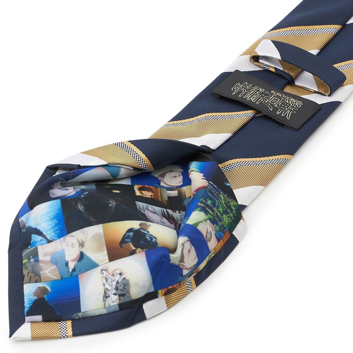 Jujutsu Kaisen Kento Nanami Model Striped Tie Gold Navy Silk Blend ...