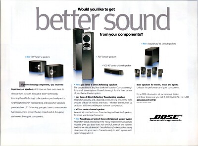 2002 • BOSE Speakers print ad • Y2K 301 Series V 701 VCS-10 Acoustimass ...