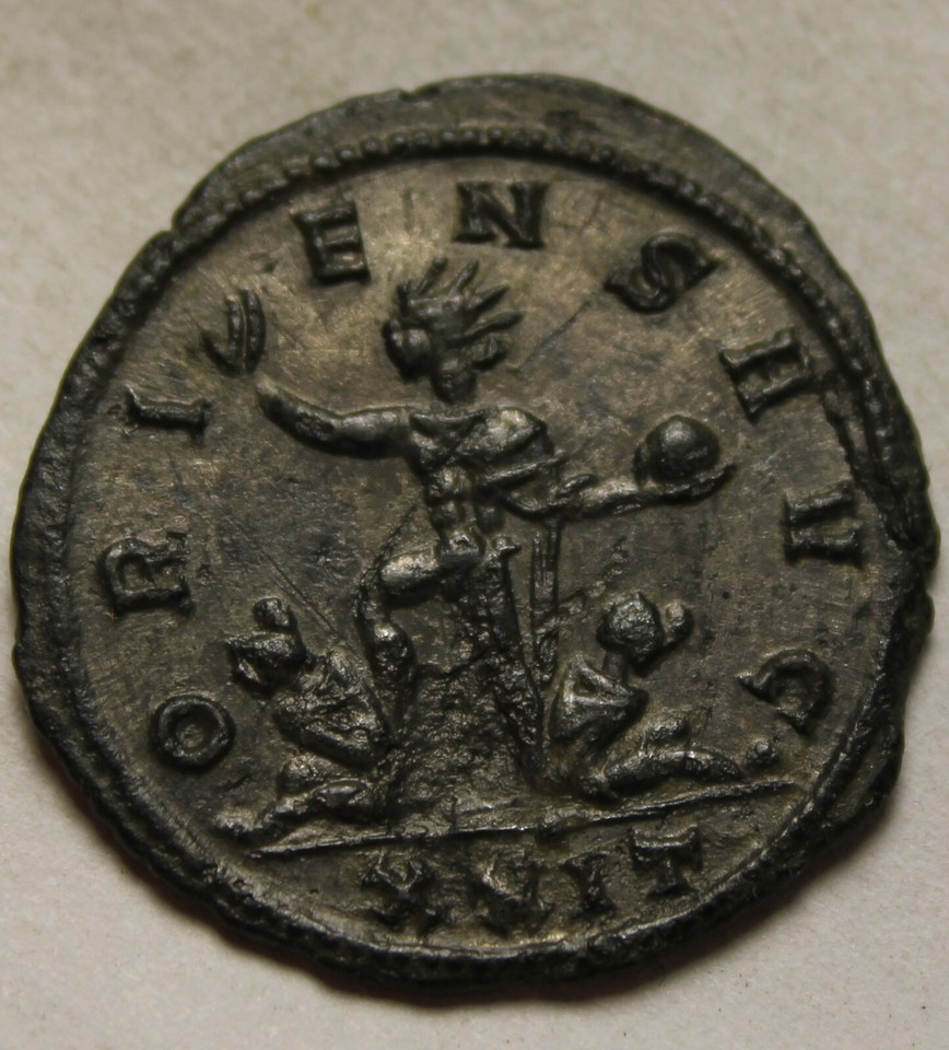 Rare genuine Ancient Roman coin Aurelian 274 antoninianus silvering Sol ...
