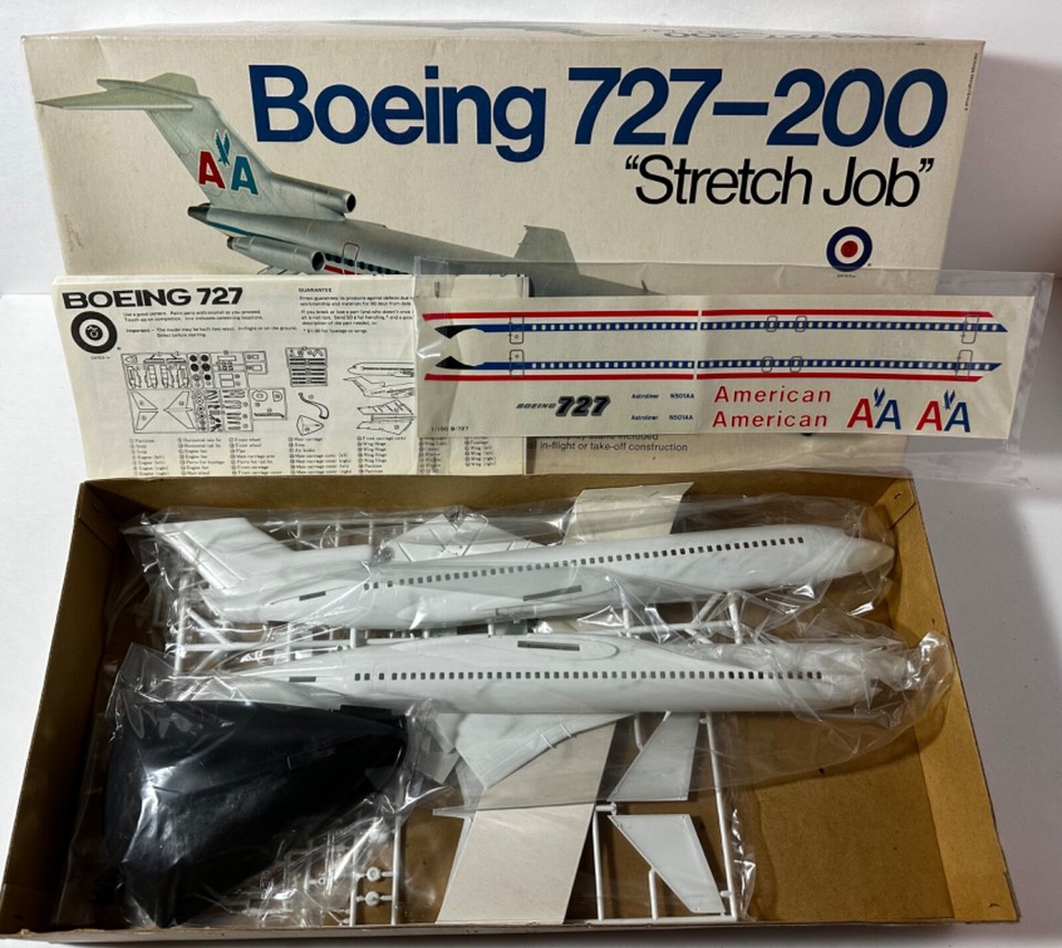 Vintage RARE Entex 8508 1/100 Scale Boeing 727-200 Stretch Job American ...
