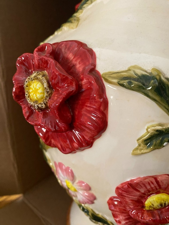 RARE FIND Vintage Signature Home Collection Porcelain 3D Poppies Vase ...