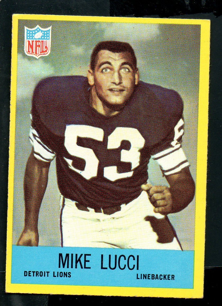 1967 Philadelphia Football Card #67 Mike Lucci-Detroit Lions Ex Mint ...