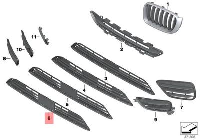 Genuine BMW Front Center Lower Partially Closed Grille ACC OEM ...