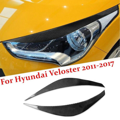 Real Soft Carbon Fiber Front Headlight Eyelid Eyebrow Cover For Hyundai ...