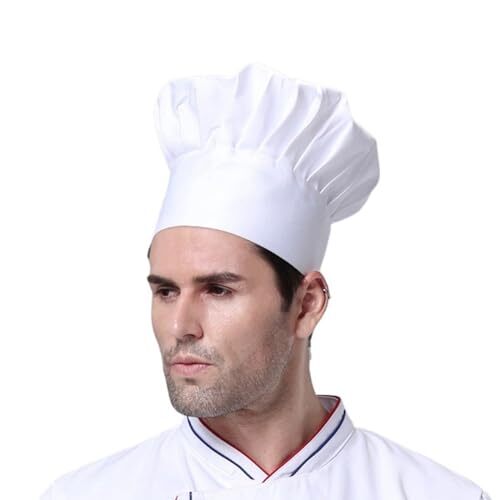 Adjustable Chef Hat with Elastic Band Kitchen Cooking Work Cap for Men ...