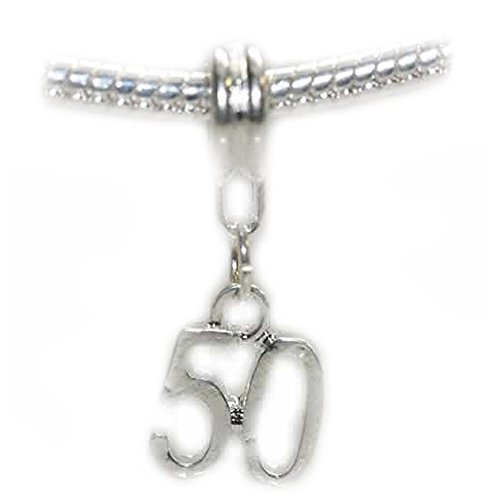 Number 50 Dangle Charm Bead for European Snake chain Charm Bracelet for ...