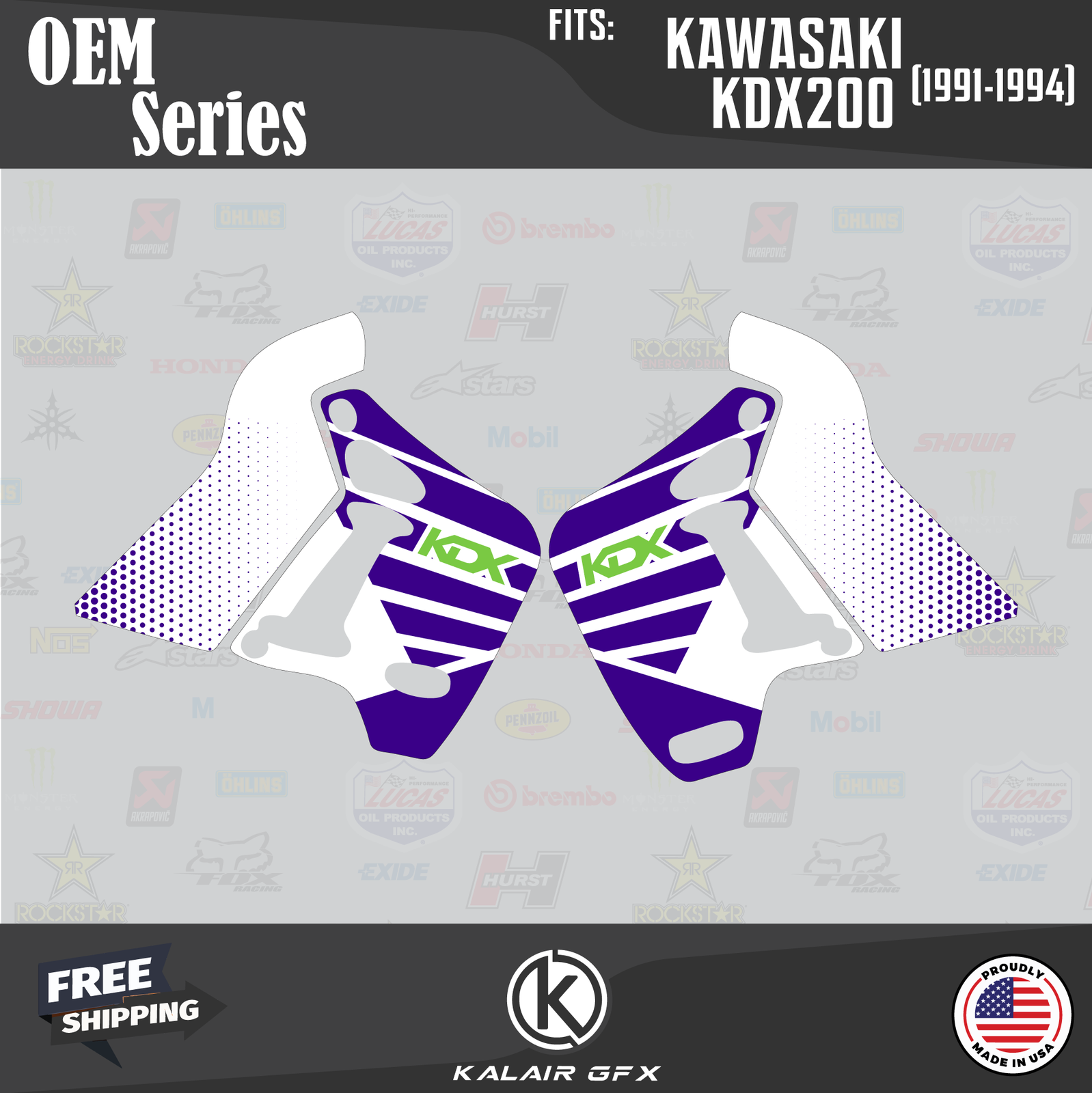 Graphics Kit for KAWASAKI KDX 200 (1991-1994) Oem - PURPLE | eBay