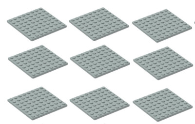 ☀️NEW LEGO x9 Light Bluish Gray Baseplates 8x8 Plates #41539 Building ...