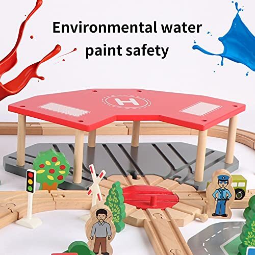 140 Pcs Wooden Train Set, Toddler Train Set Railway Kits for Kids Fits ...