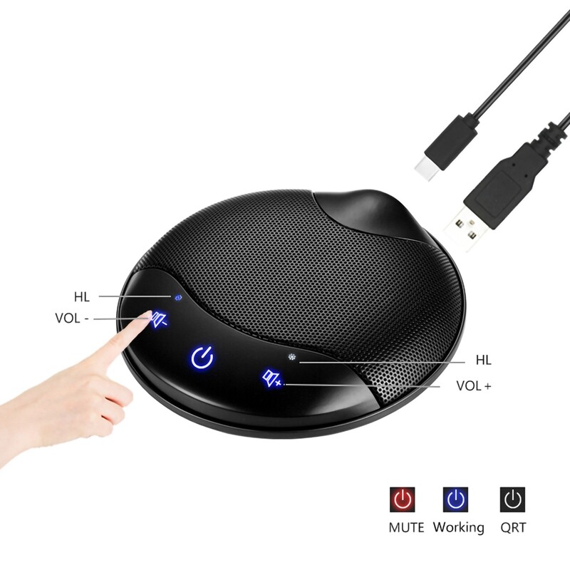 Portable USB Conference Microphone 360° Omnidirectional Condenser Mic ...