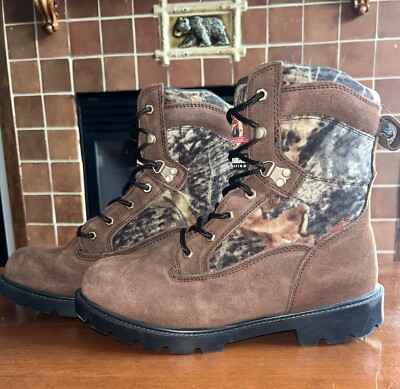 Men's Hunting Construction Building Boots Size 9.5 Brown Camo Accents ...