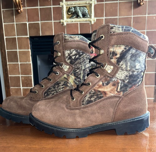 Men's Hunting Construction Building Boots Size 9.5 Brown Camo Accents ...