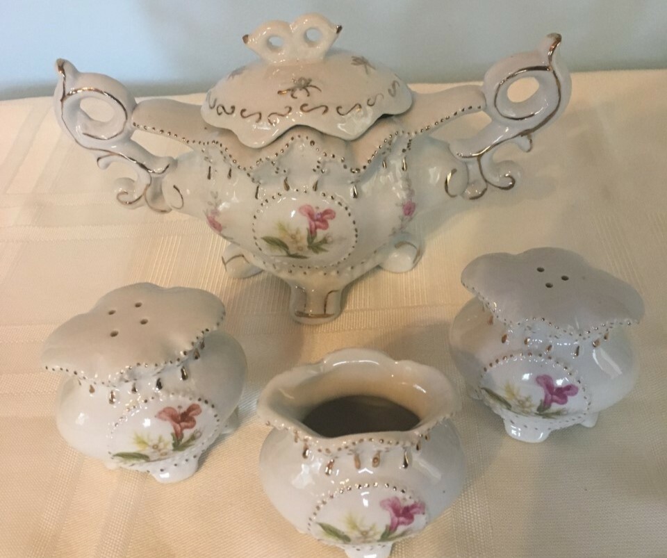 4 Piece Floral Condiment Set Made in China | eBay