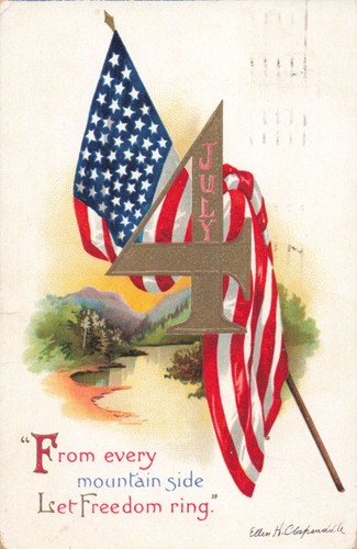 Clapsaddle Patriotic Postcard July 4th Flag Signed Artist PM 1913 V8 | eBay
