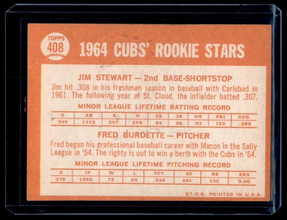 1964 Topps 1964 Cubs Rookie Stars - Jim Stewart/Fred Burdette Rookie ...