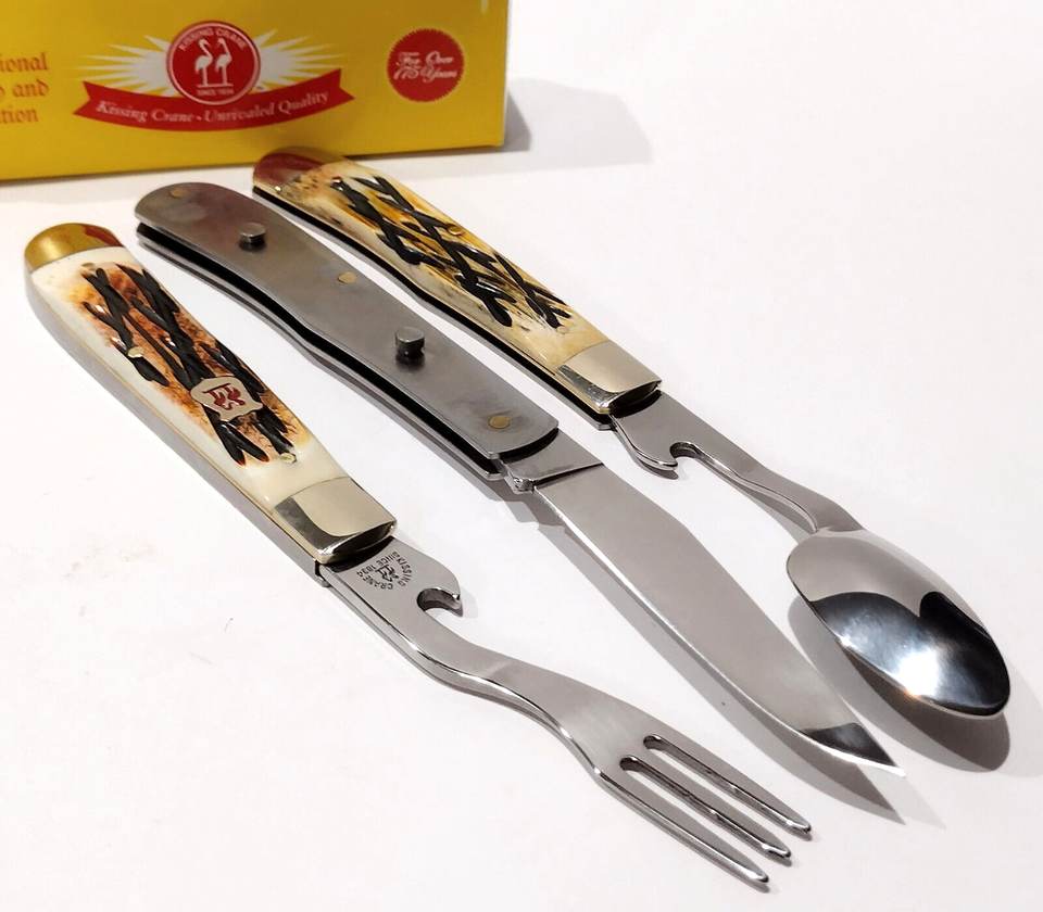Kissing Crane HOBO Folding Knife w/ Fork Spoon Utensil Boy Scouts ...